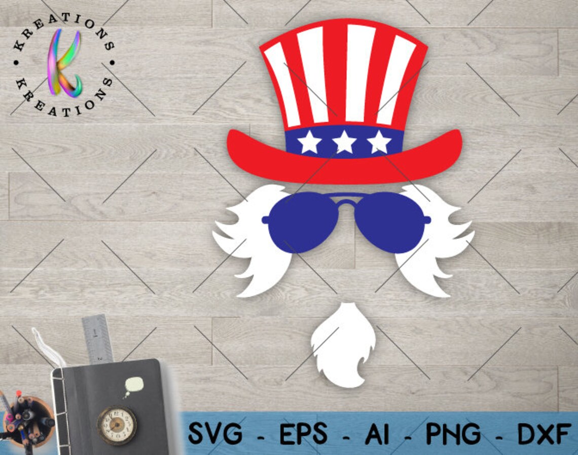 Uncle Sam Face With Sunglasses SVG Cool Independence Day 4th - Etsy