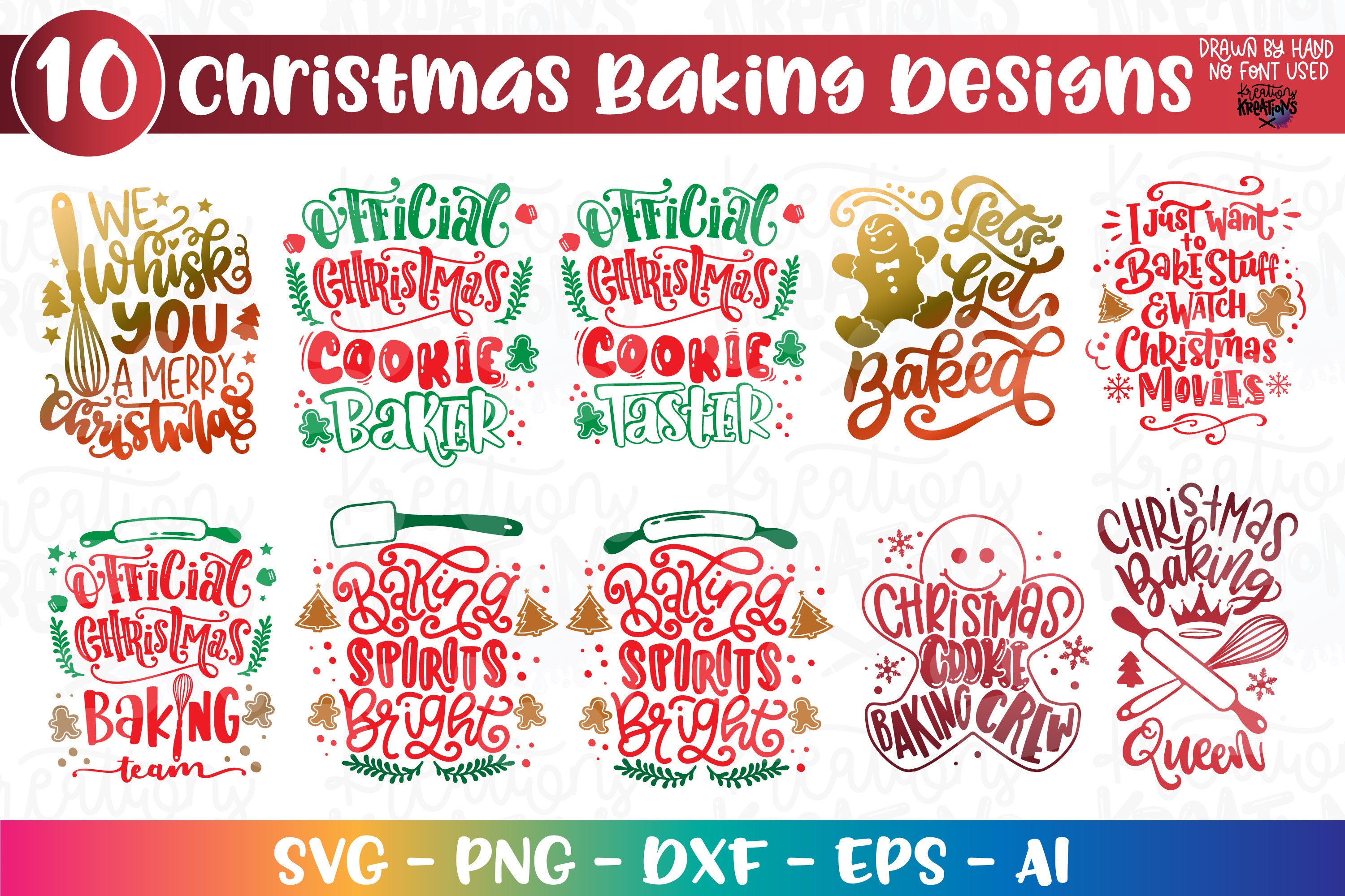Christmas Baking Bundle Svg 10 DESIGNS Pot Holder Apron Designs Kitchen Print Iron on Cut File ...