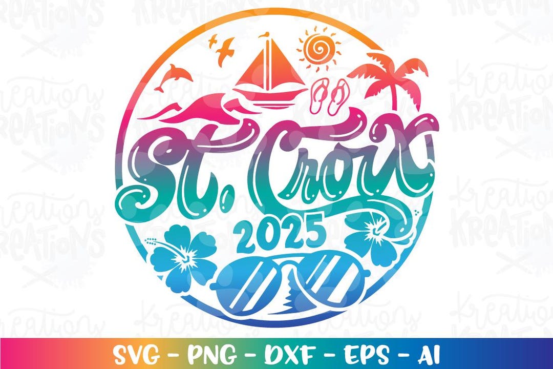 ST CROIX Svg Summer Beach Emblem Svg Islands Caribbean Print Decal Iron ...