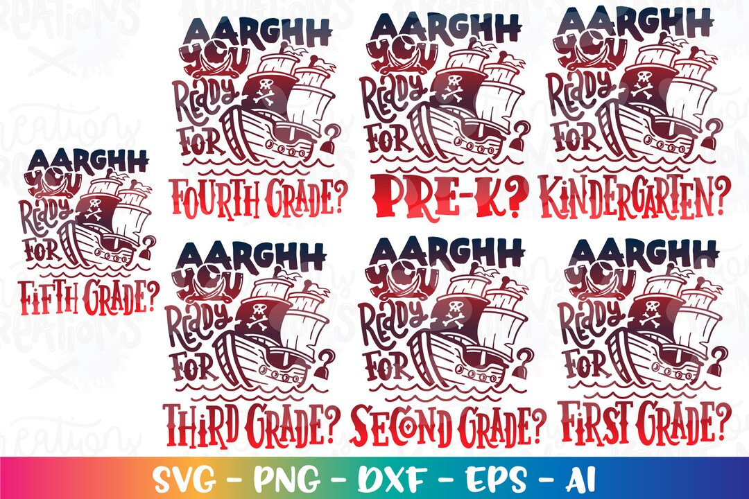 Back to School Bundle SVG Pirates Theme Ship Skull Color Kids Boy Girl ...