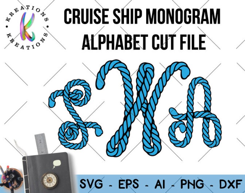 Cruis Ship Monogram Svg Rope Alphabet Cut File Print Iron on | Etsy