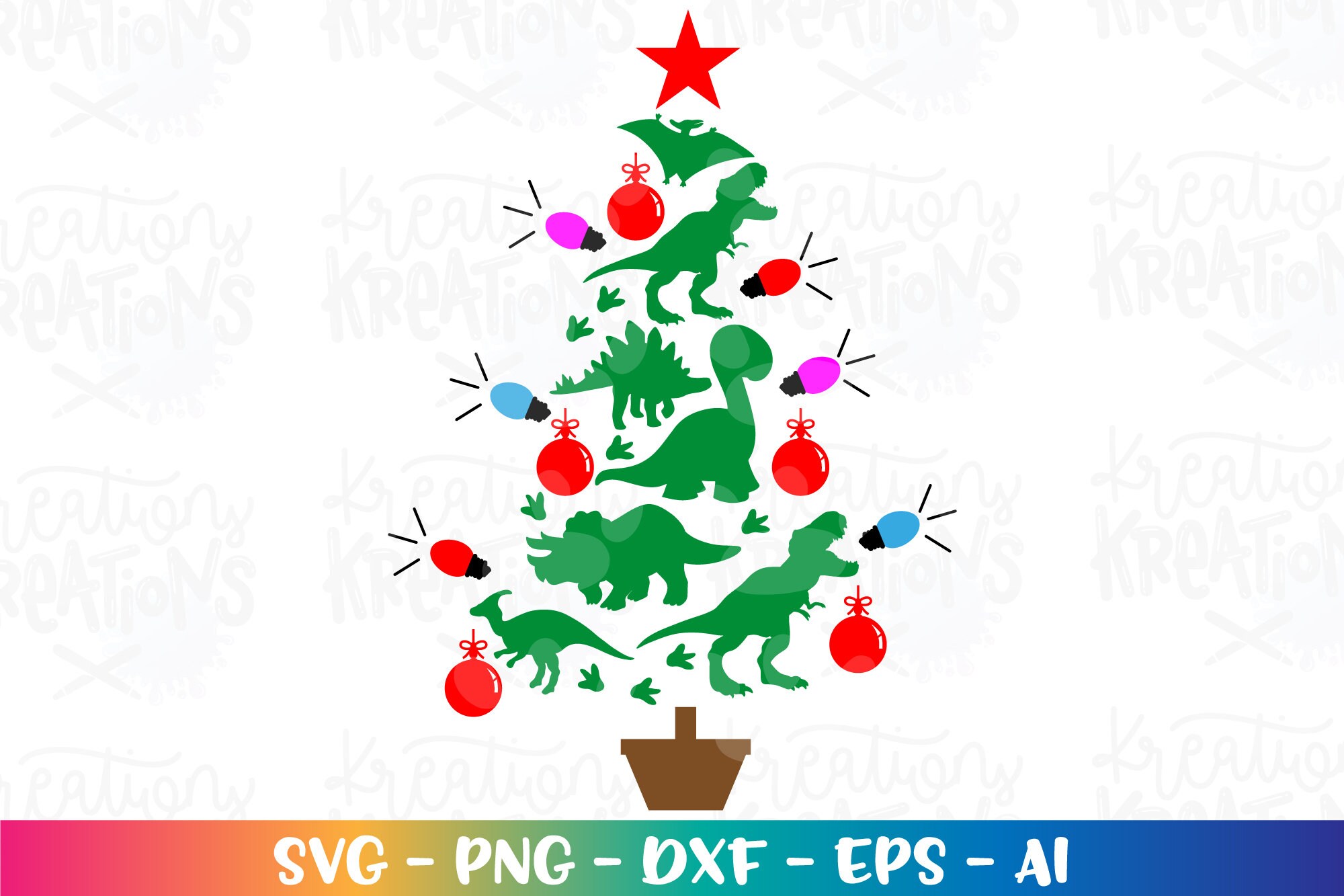 Dinosaur Christmas Tree SVG Dinosaur Christmas Theme Print - Etsy
