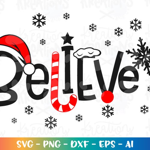 Christmas Svg Believe Svg Santa Hat Svg Dxf Eps Png - Etsy