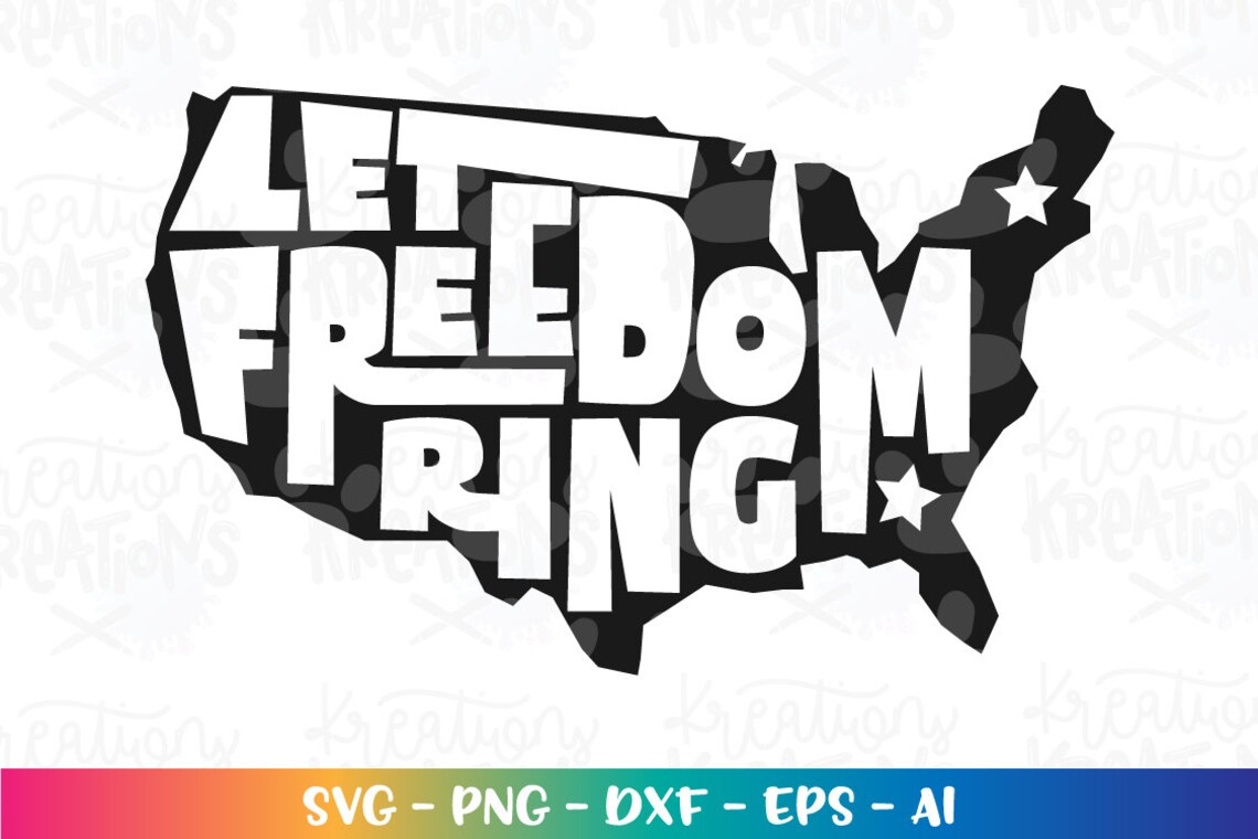 Let Freedom Ring Svg USA America Merica Hand Drawn Map Decal - Etsy