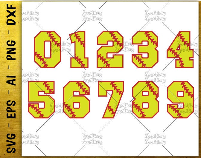 Softball Numbers Svg Softball Svg Numbers SVG Sports Numbers - Etsy