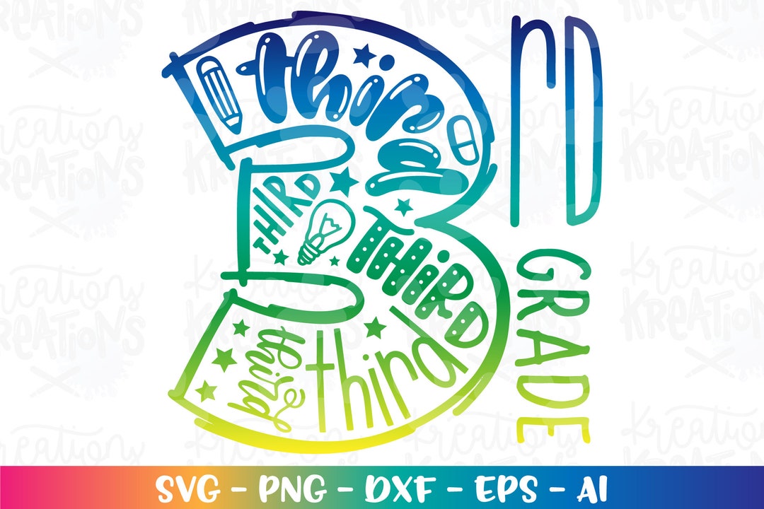 Back to School Svg Third Grade 3rd Grade Color Kids Girl Boy Print Iron ...