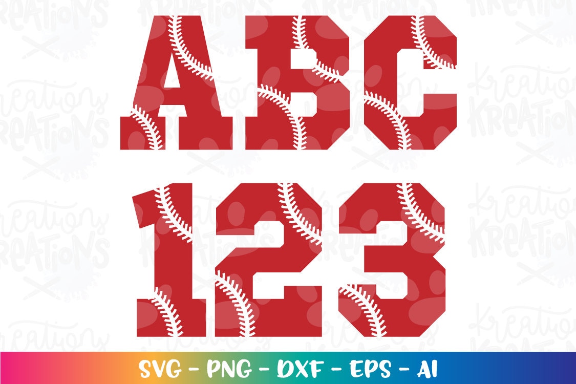 Fuente de béisbol Alfabeto svg Letras y números de béisbol - Etsy España