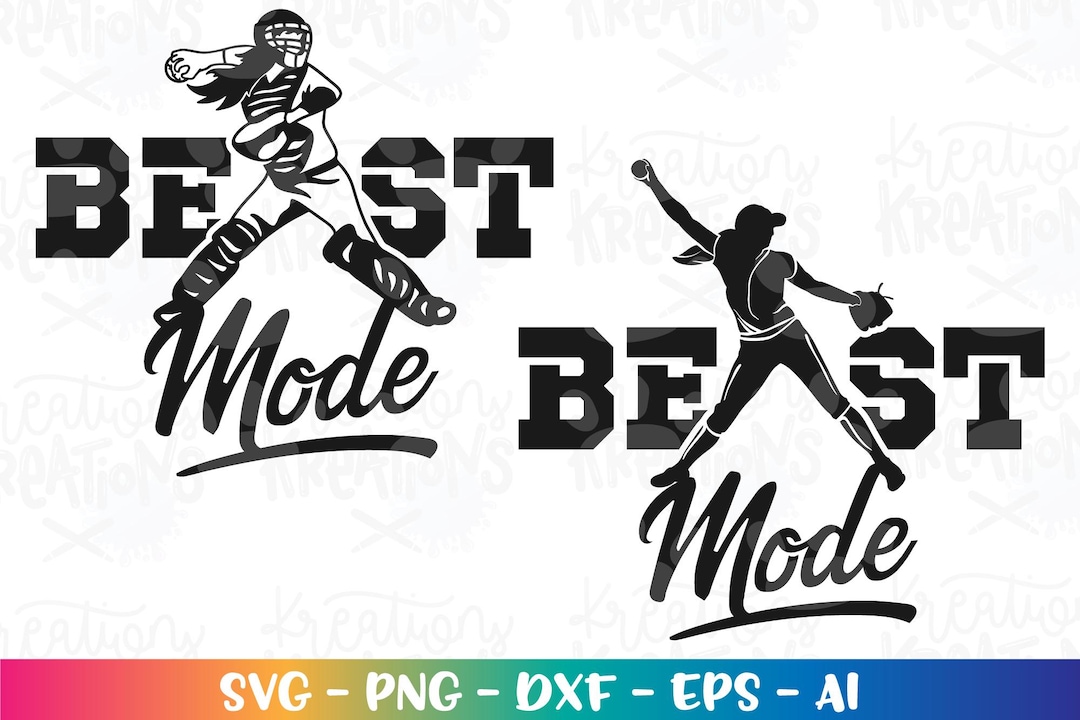 Softball Pitcher Catcher Beast Mode SVG Silhouette Clipart Printable ...