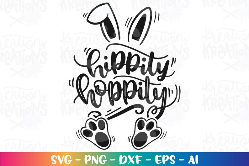 Hippity Hoppity Svg Easter Bunny Hand Lettered Svg Easter Iron on Print ...