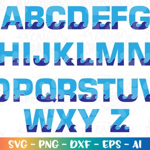 Waves Beach Font Alphabet Svg Font Letters and Numbers SVG Cut Cutting ...