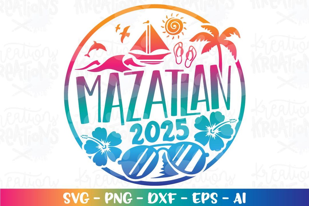 Mazatlan Beach Svg Mexico Summer Beach Emblem Svg Hand Drawn Print ...