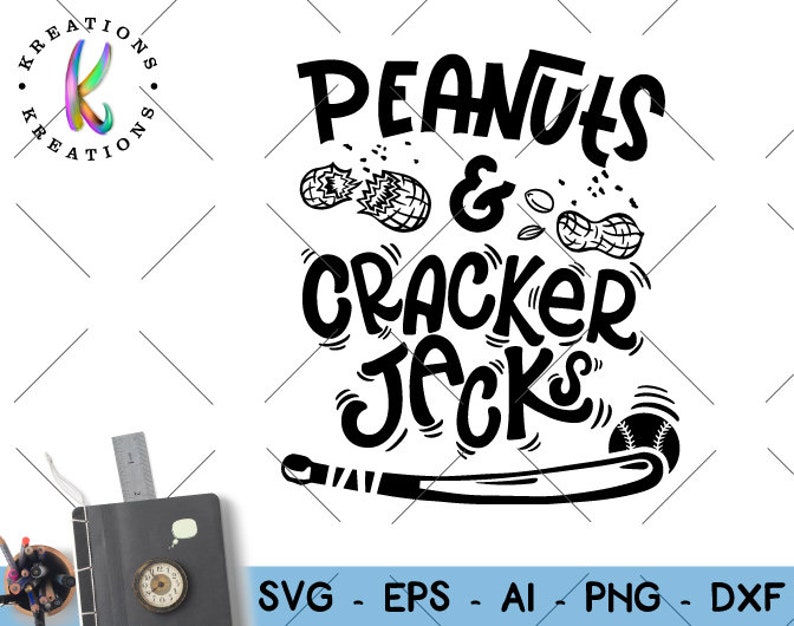 Peanuts and Cracker Jacks svg Baseball svg hand lettered svg | Etsy