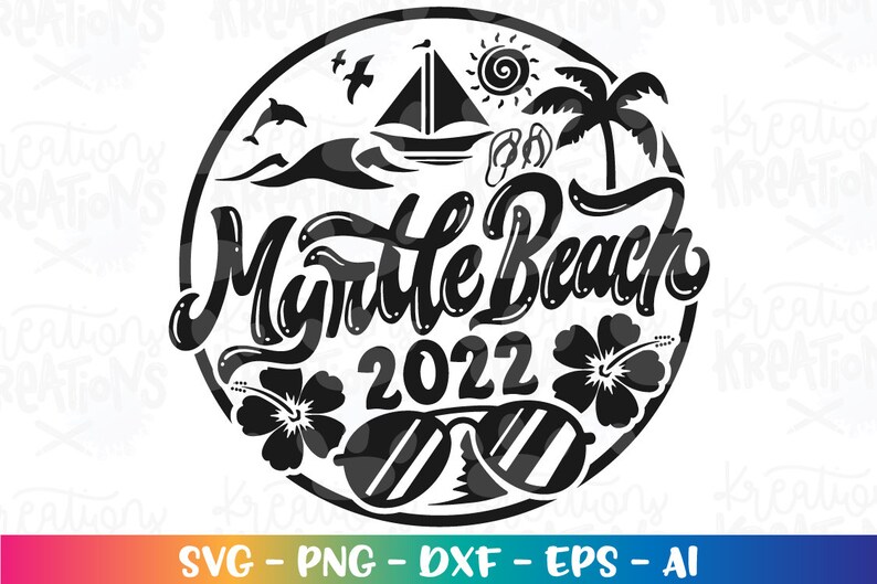 Myrtle Beach Svg Summer Beach Emblem Svg Hand Drawn Svg Print - Etsy
