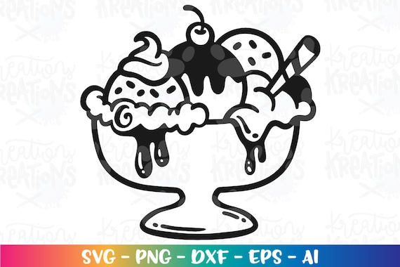 Ice Cream Sundae Clipart Black And White