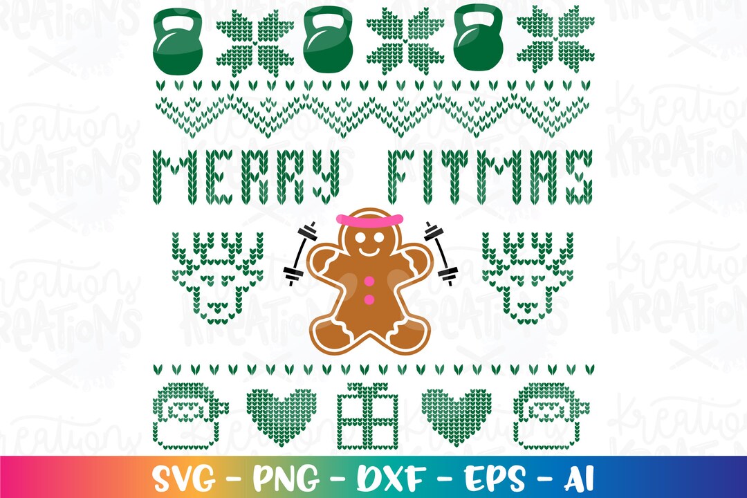 Merry Fitmas SVG Fitness Gingerbread Christmas Fitness Ugly Sweater ...