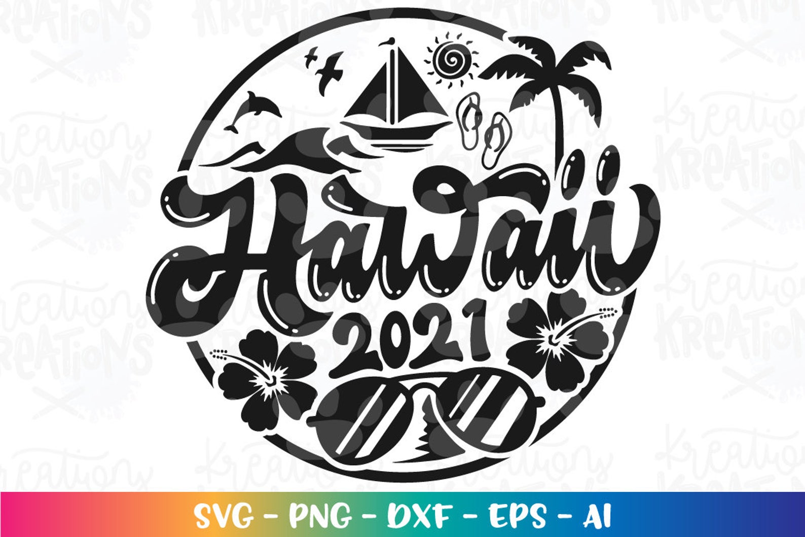 HAWAII Beach svg Summer Beach emblem svg hand drawn svg print | Etsy