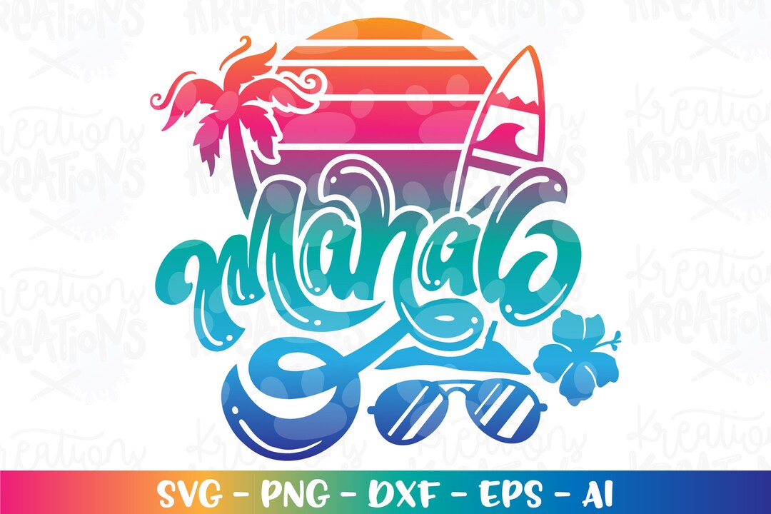 Mahalo SVG Beach Quote Beach Life Svg Aloha Hawaii Surf Palm Trees ...