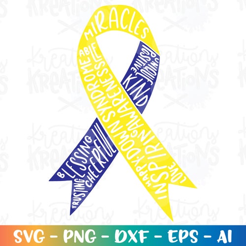 Down Syndrome Awareness Ribbon SVG Love Inspire Miracle - Etsy