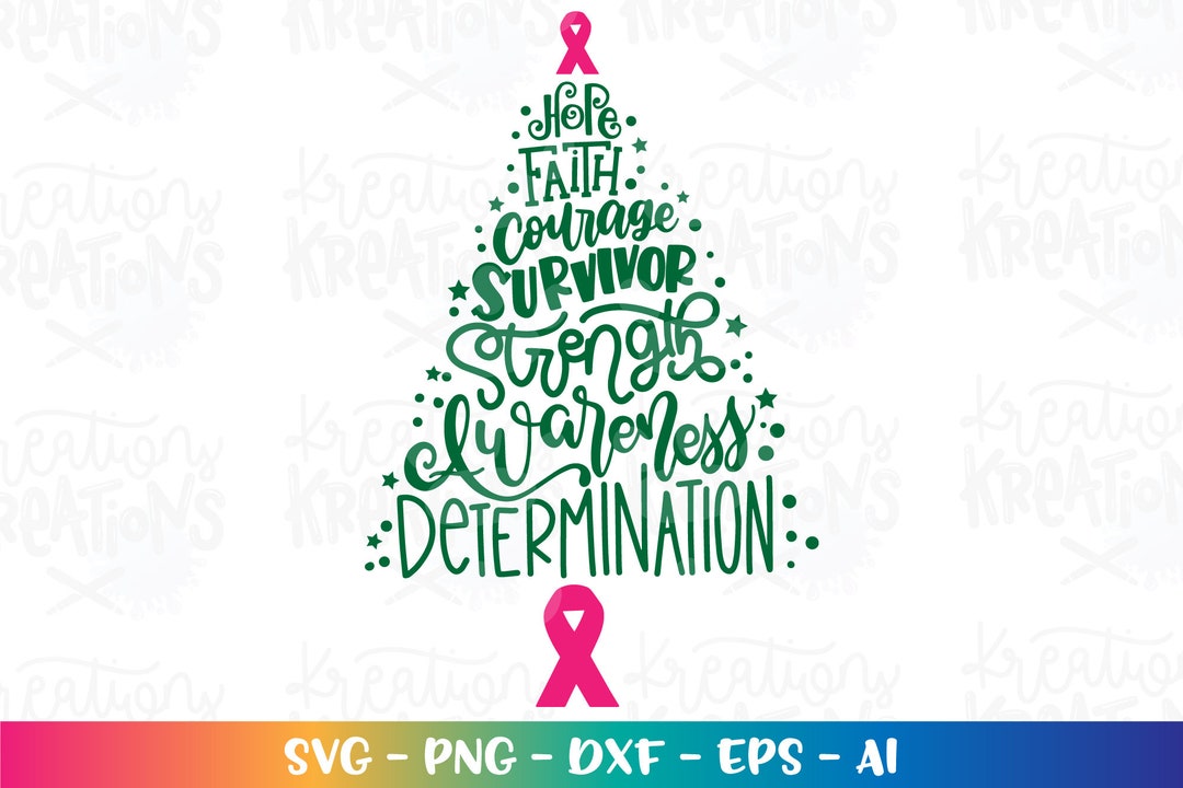 Breast Cancer Awareness Svg Christmas Tree Svg Motivational Words Hope ...
