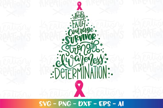 Breast Cancer Awareness Svg Christmas Tree Svg Motivational - Etsy