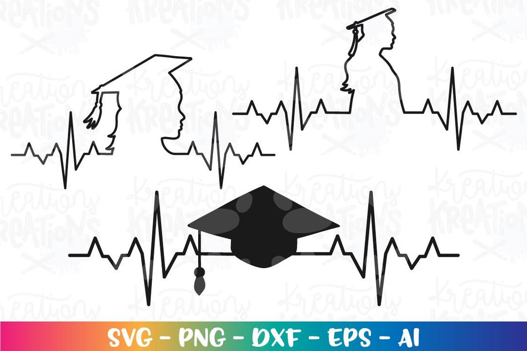 Graduation Heartbeat Hat Girl Svg Graduate Celebration Love Svg Decal ...
