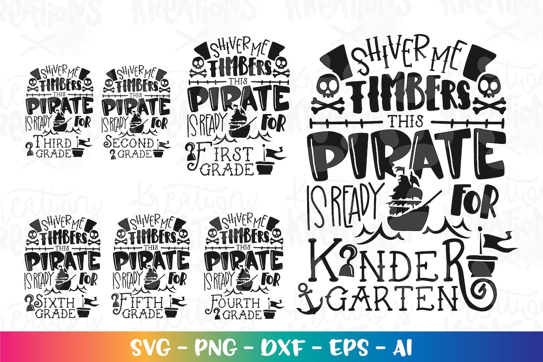 Back to School Pirate Bundle SVG Kindergarten Pirate Back to School 1st ...