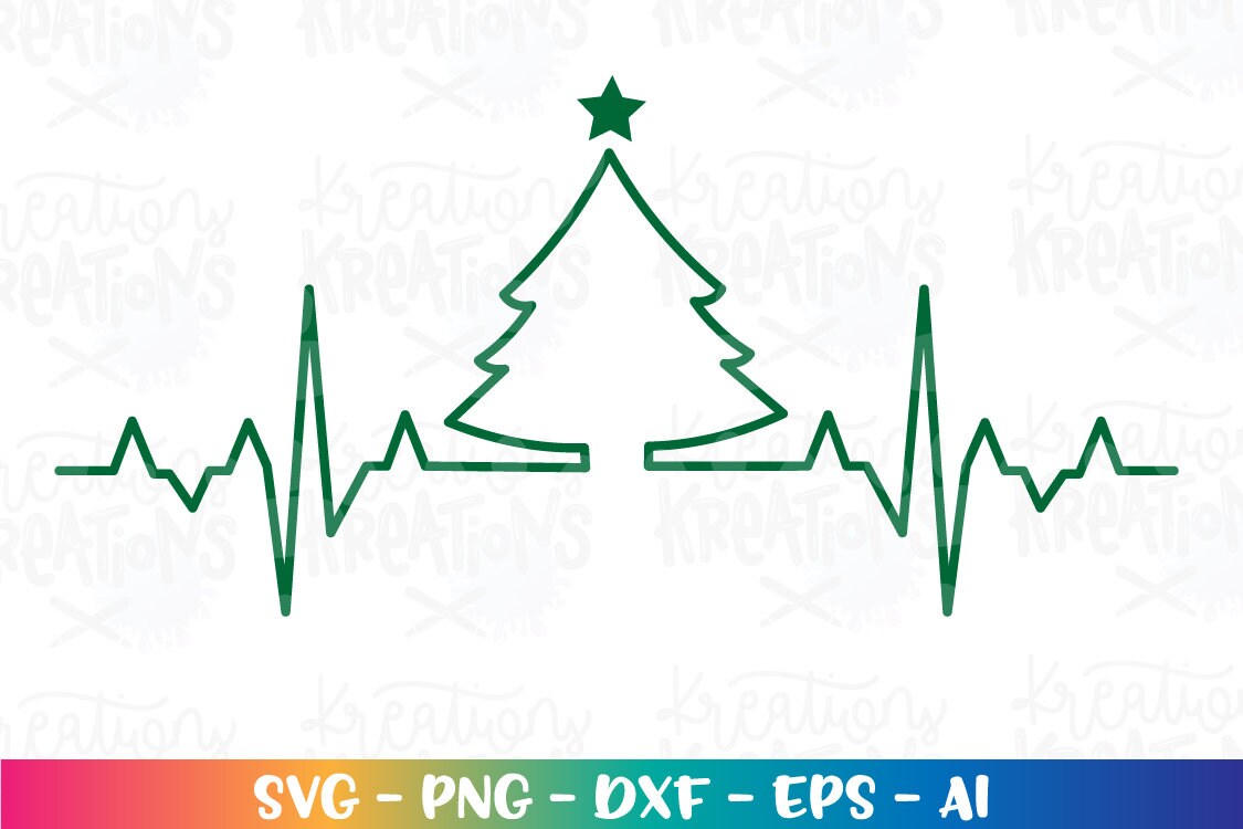 Christmas Tree Heartbeat Svg Heartbeat Svg Cutting Cut File - Etsy