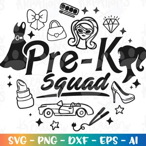 PRE-K Squad SVG Back to School Svg Prek Girly Fashion Doll Hand ...