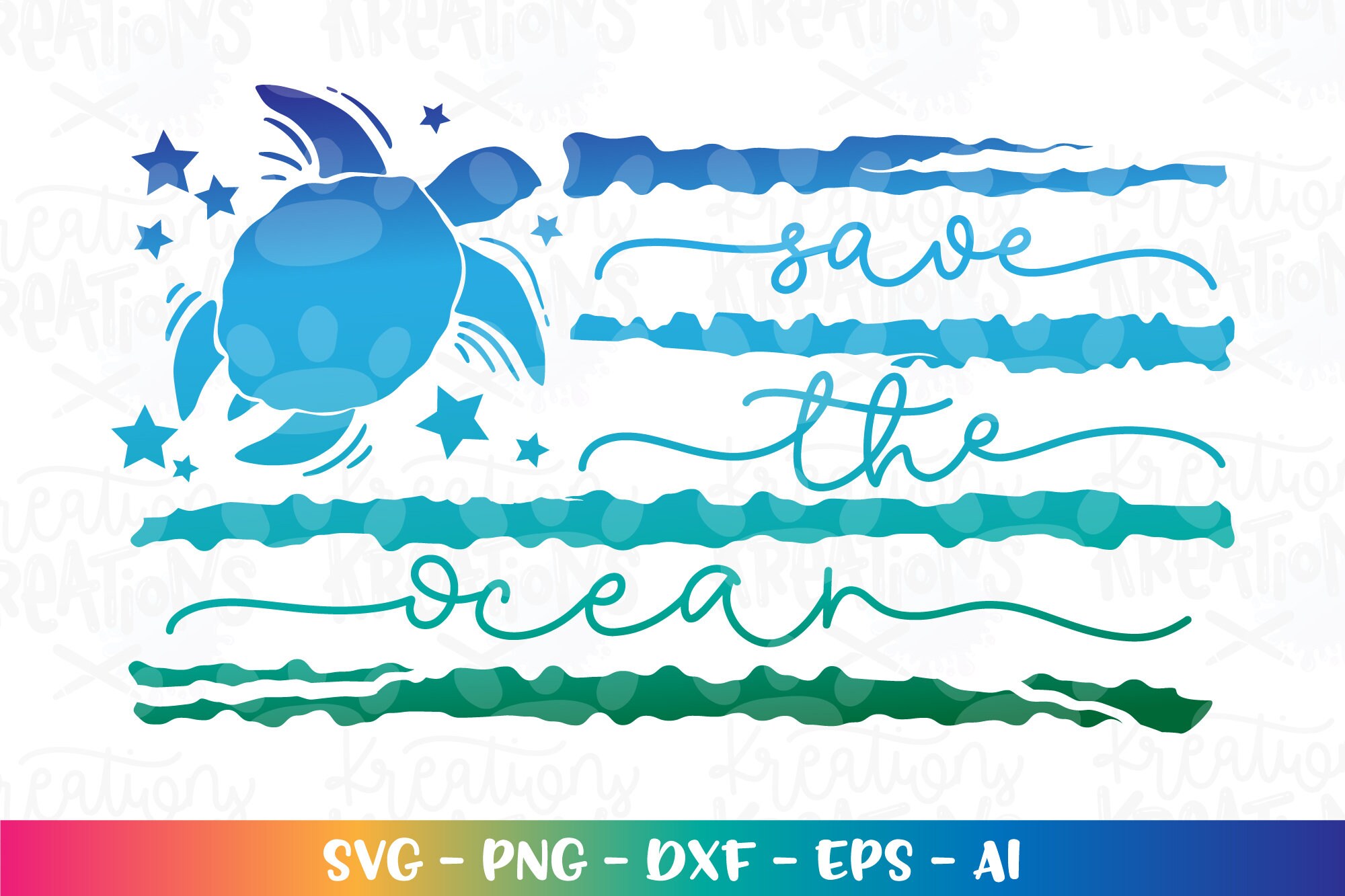 Save the Ocean Flag Svg Sea Turtle Svg Beach Quote Iron on Print ...