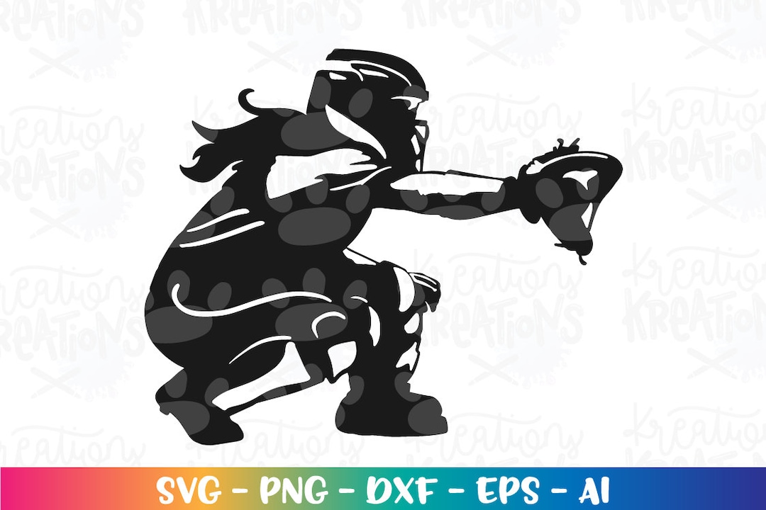 Catcher Girl Clipart SVG Softball Catcher Girl Iron on Print Silhouette ...