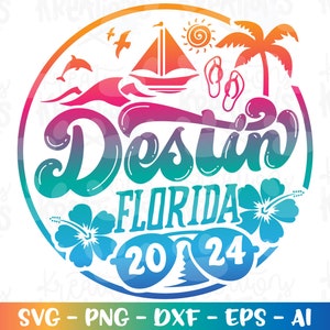 Destin FLORIDA Svg Summer Beach Emblem Svg Vacation Print Decal Iron on ...