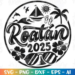 Roatan Beach Svg Summer Beach Emblem Svg Caribbean Print Decal Iron on ...