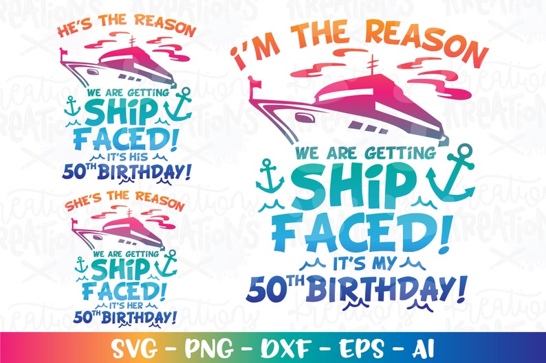 Ship Faced Birthday Svg Customize 50th Birthday Gift Svg - Etsy