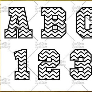 Chevron Font Alphabet Svg Zigzag Letters and Numbers SVG Cut Cutting ...