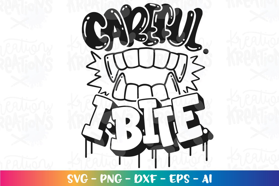Halloween Svg Careful I Bite SVG Kids Boy Girl Fangs Cute - Etsy