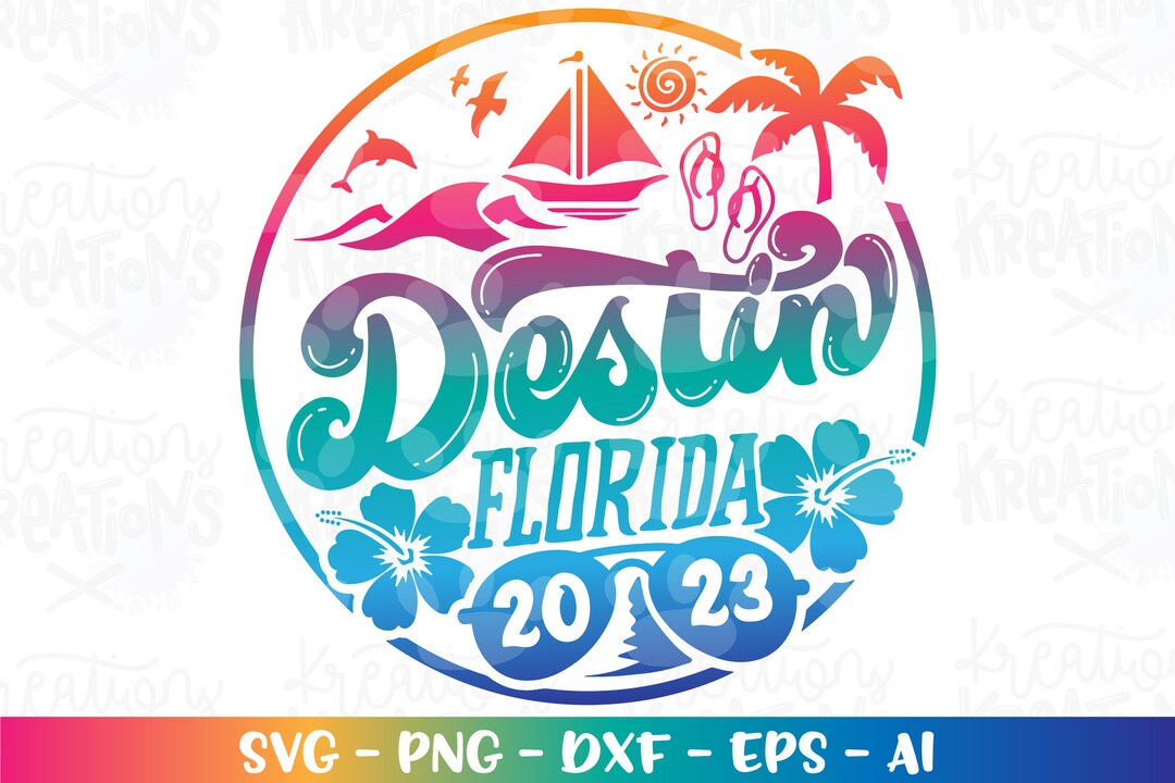 Destin FLORIDA Svg Summer Beach Emblem Svg Vacation Print - Etsy