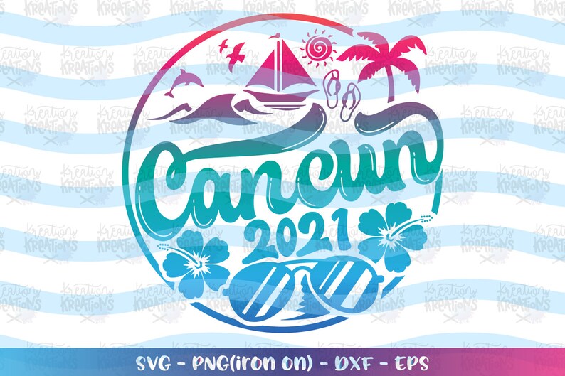 CANCUN Beach svg Mexico Summer Beach emblem svg dibujado a | Etsy