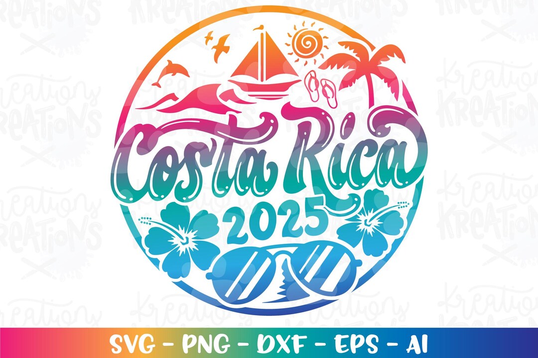 Costa Rica Beach Svg Summer Beach Emblem Svg Vacation Print Decal Iron ...