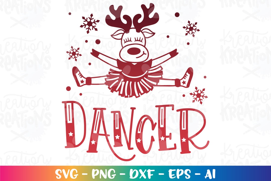 Dancer Reindeer Clipart Cute SVG Gymnastics Christmas Print Iron on ...