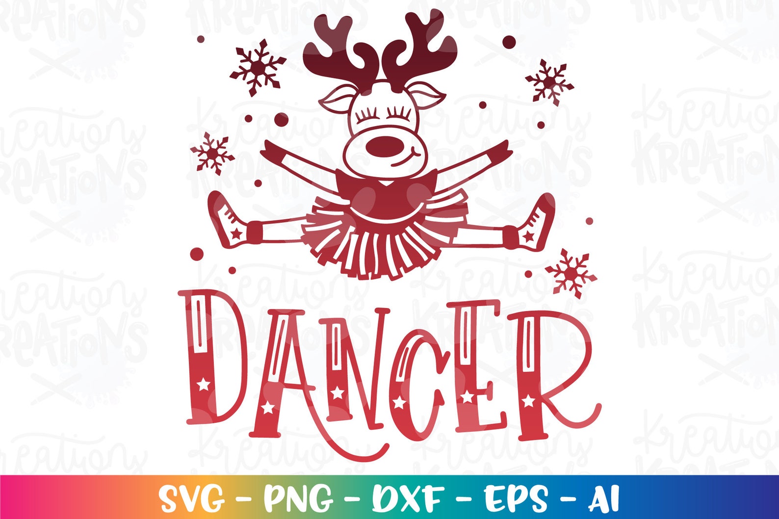 Dancer Prancer Reindeer Clipart Cute SVG Gymnastics Christmas Print ...