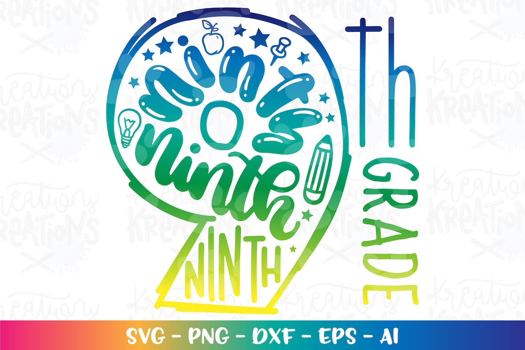 Back to School Svg Ninth Grade Svg 9th Grade Hand Drawn Color Kids Girl ...