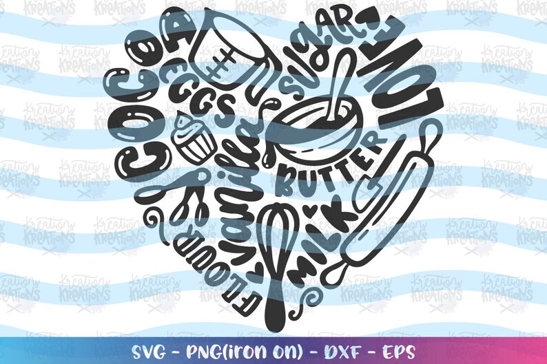 Baking Svg Ingredients Elements Heart Love SVG Bake Baker Cake - Etsy