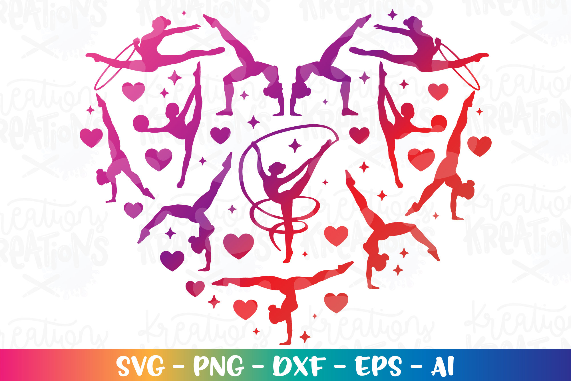 Gymnastics Heart Shape SVG Gymnast Girl Cute Love Valentine's Day Print ...