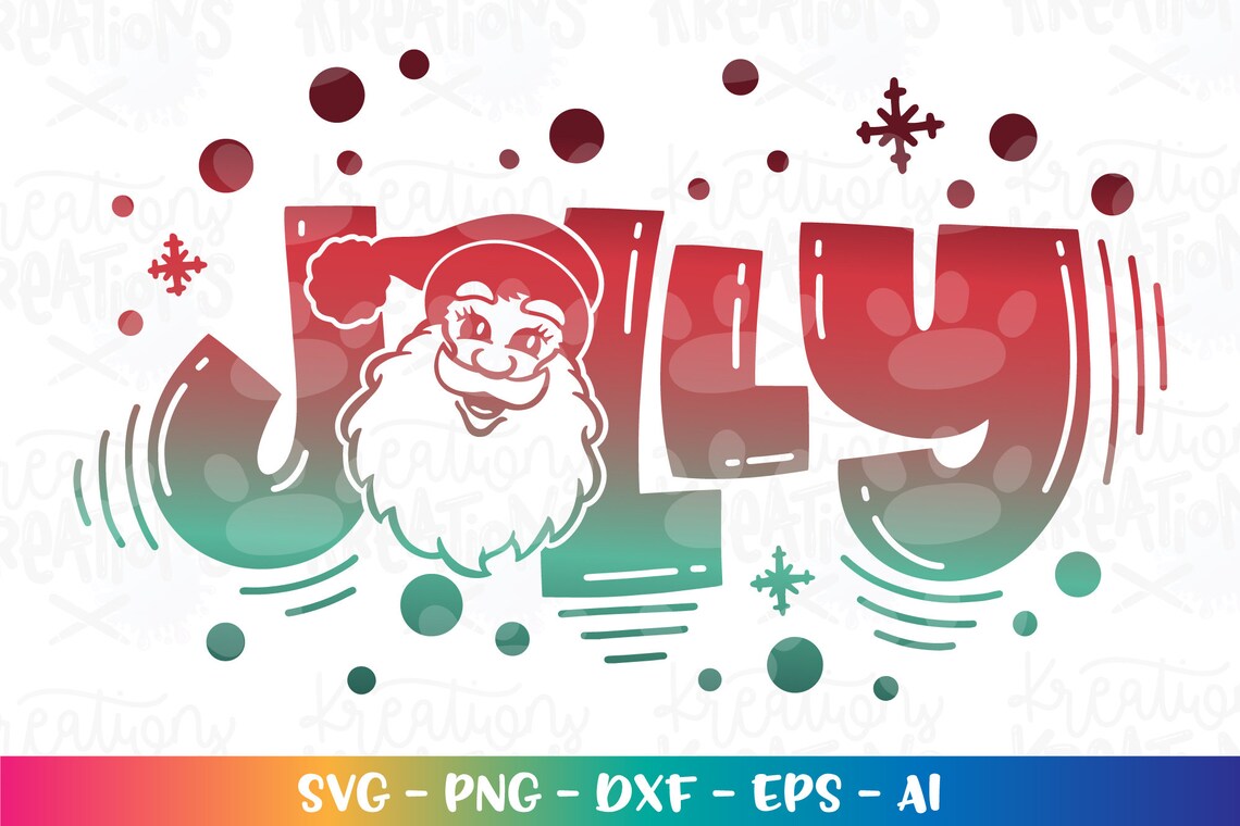 Santa Clipart Svg JOLLY Svg Christmas Svg Hand Lettered - Etsy