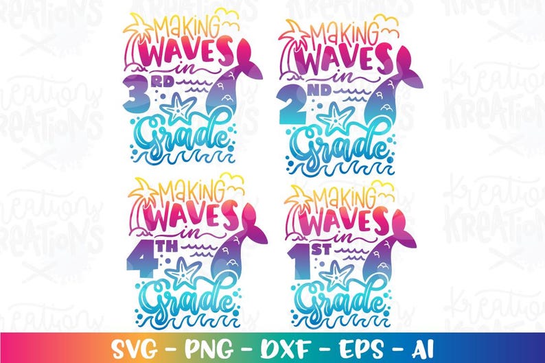 Back to School Bundle Mermaid Svg Making Waves in PREK 1st - 9th Grade ...