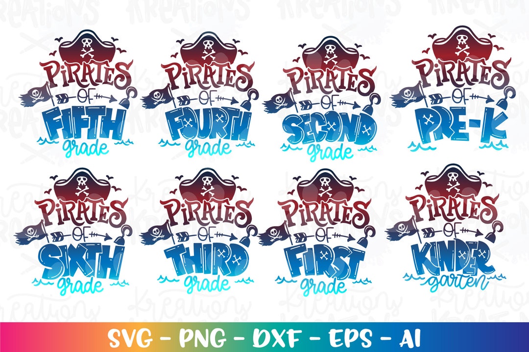 Back to School Bundle Pirate Theme SVG Prek - 6th Grade Class Teacher ...