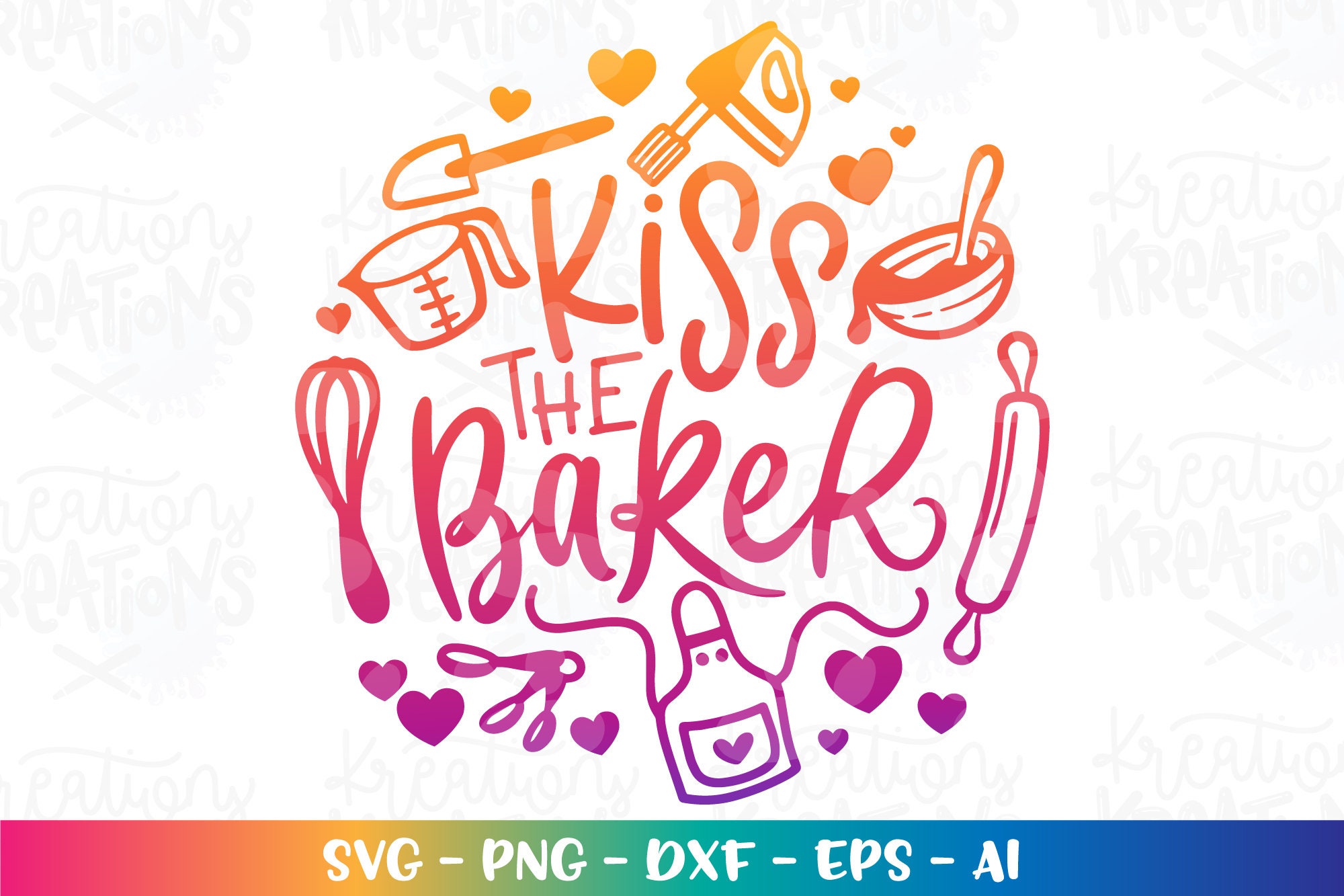 Baking Svg Kiss the Baker Svg Elements SVG Baker Cake Apron - Etsy