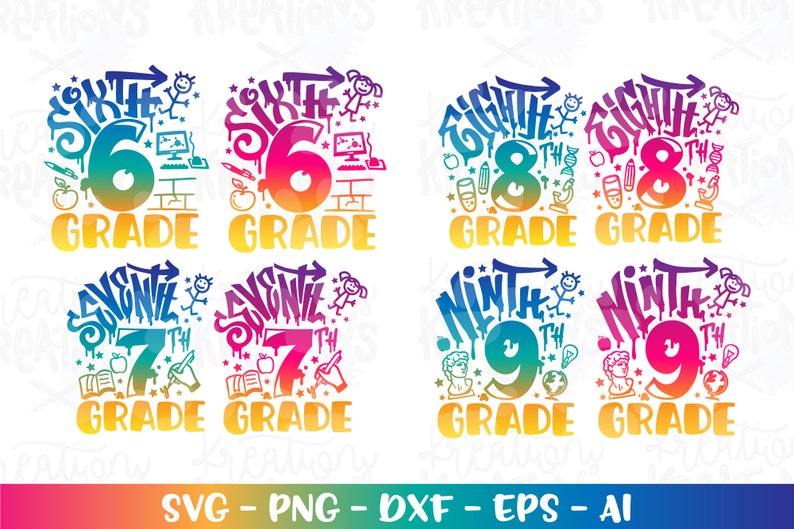 Back to School Bundle Svg Kindergarten Pre-k 1st to 10th Grade - Etsy