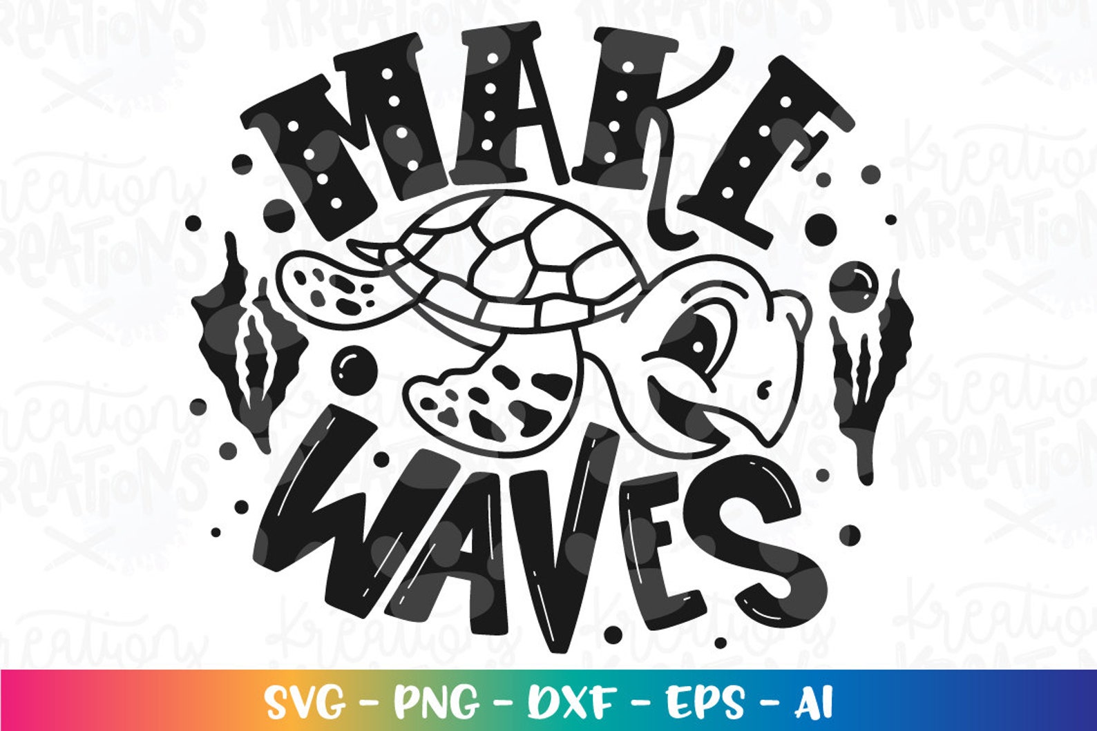 Make Waves Svg Sea Turtle Beach Cute Kids Quote Saying Iron on - Etsy