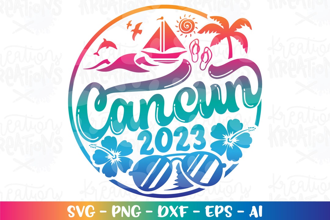 CANCUN Beach Svg Mexico Summer Beach Emblem Svg Hand Drawn Print Decal ...